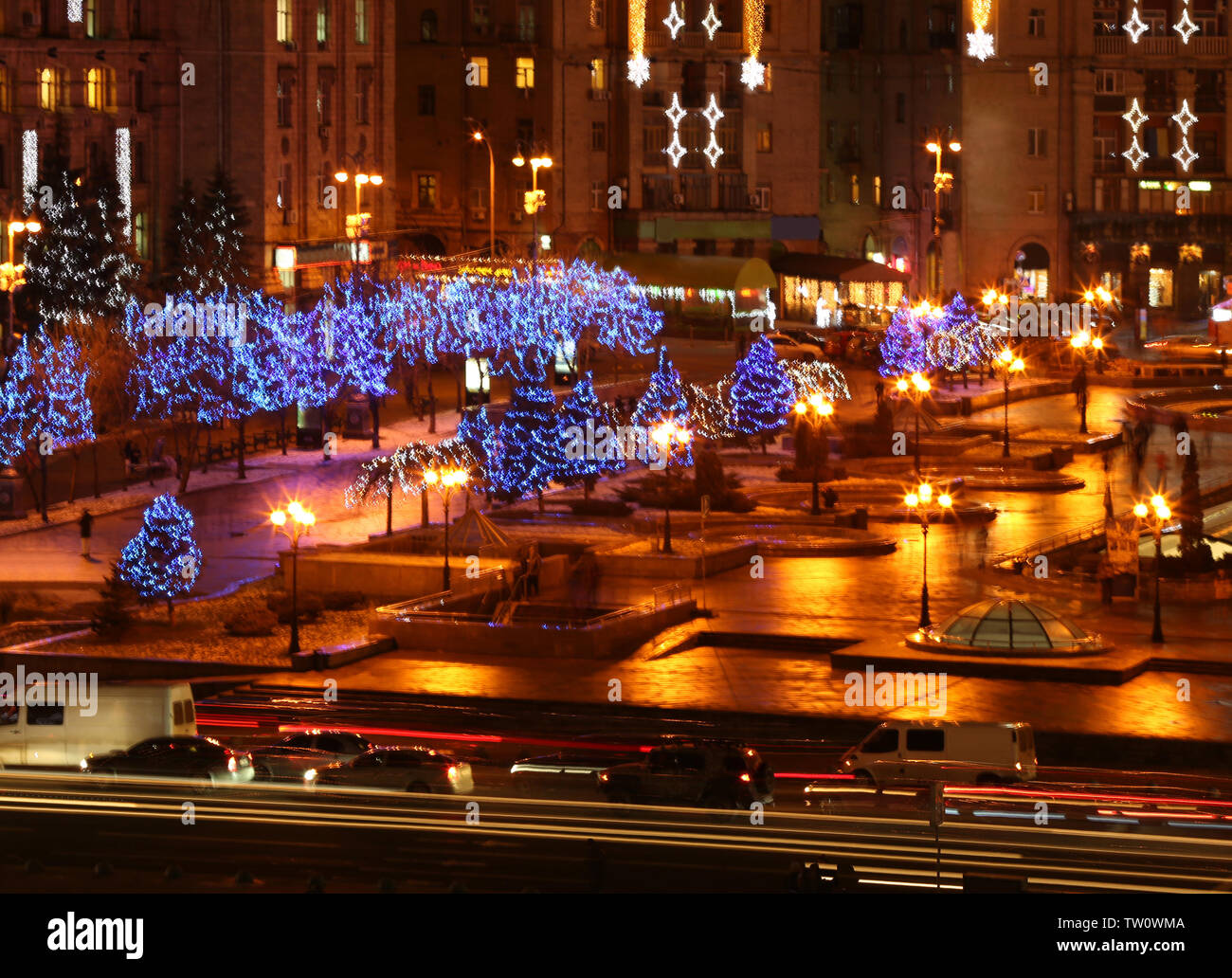 Colorful night city lights Stock Photo - Alamy