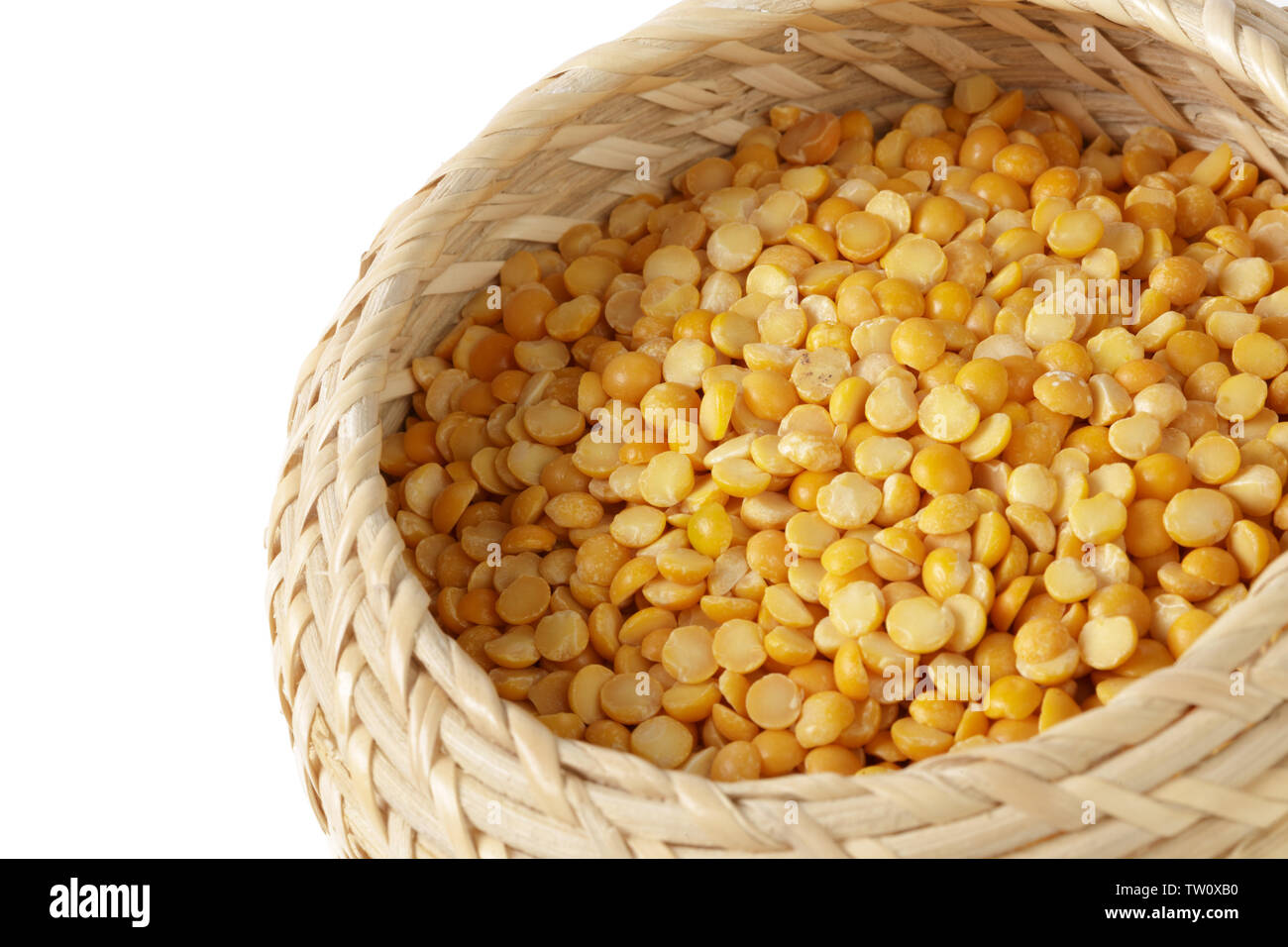 Dry yellow split peas isolated on white Stock Photo - Alamy