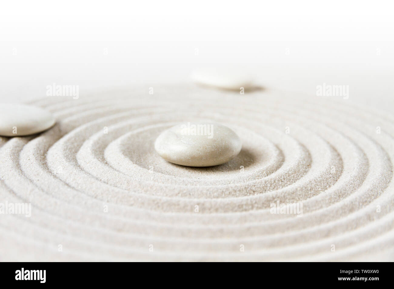White stones in the sand. Zen japanese garden background scene Stock ...