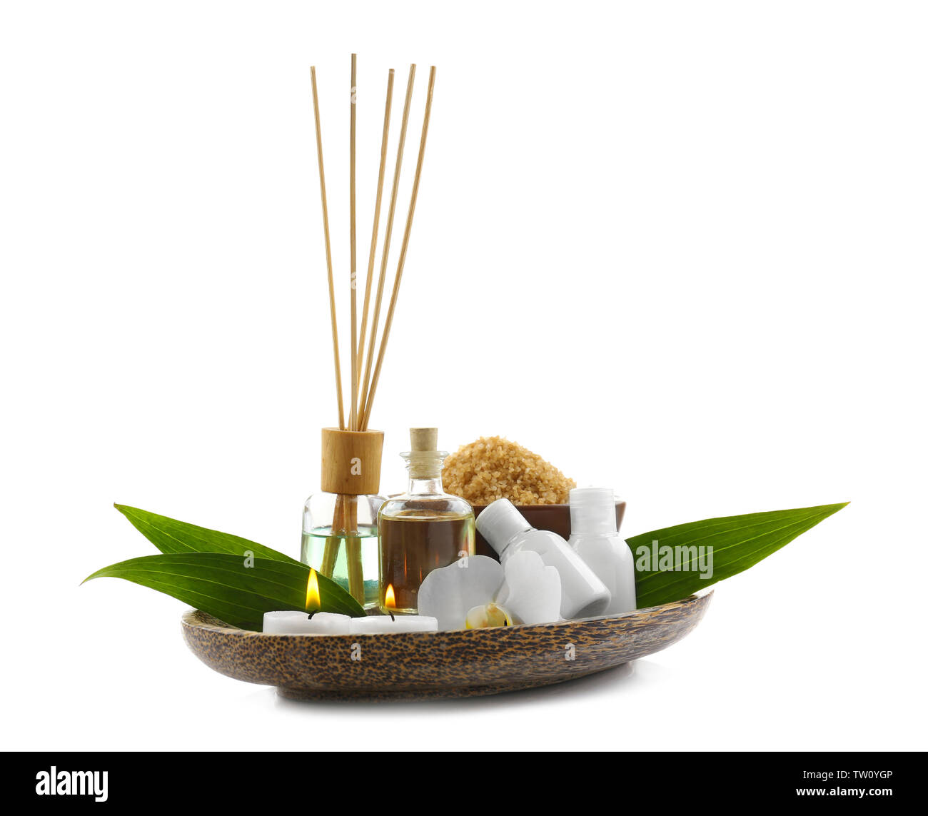 Beautiful composition spa products Cut Out Stock Images & Pictures - Alamy