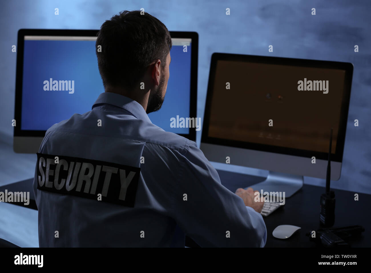 Male security guard on workplace Stock Photo - Alamy