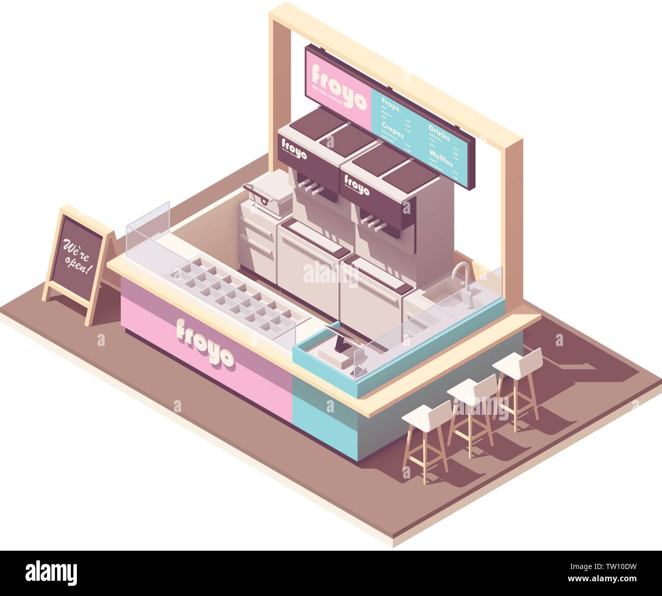 Vector isometric frozen yogurt kiosk Stock Vector Image & Art - Alamy