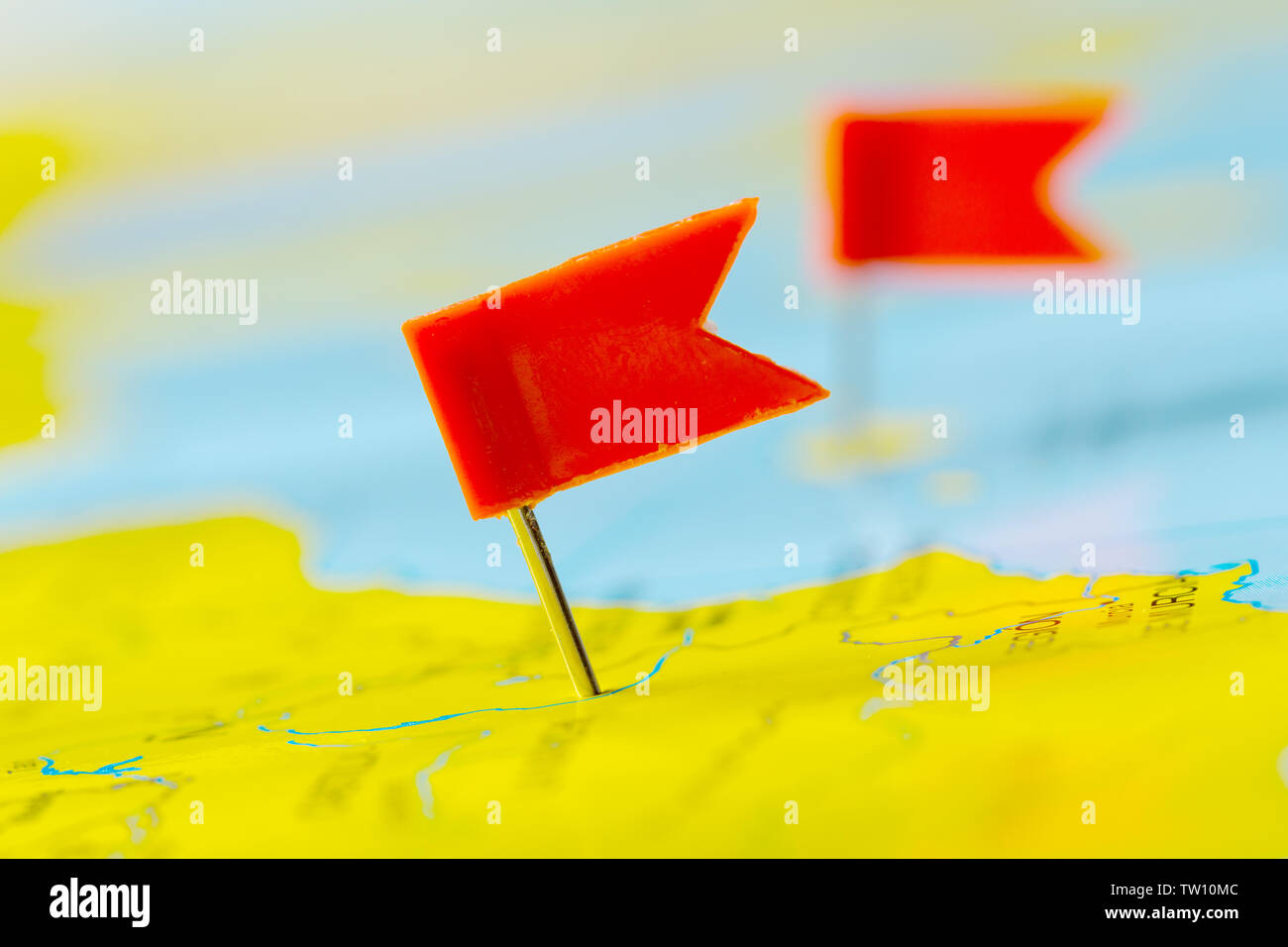 Travel destination points on a map Stock Photo - Alamy