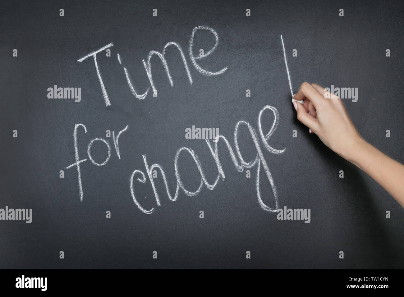 Female hand writing phrase TIME FOR CHANGE on blackboard Stock Photo ...