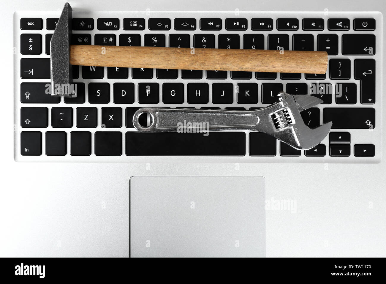 Instruments on laptop keyboard, closeup Stock Photo - Alamy