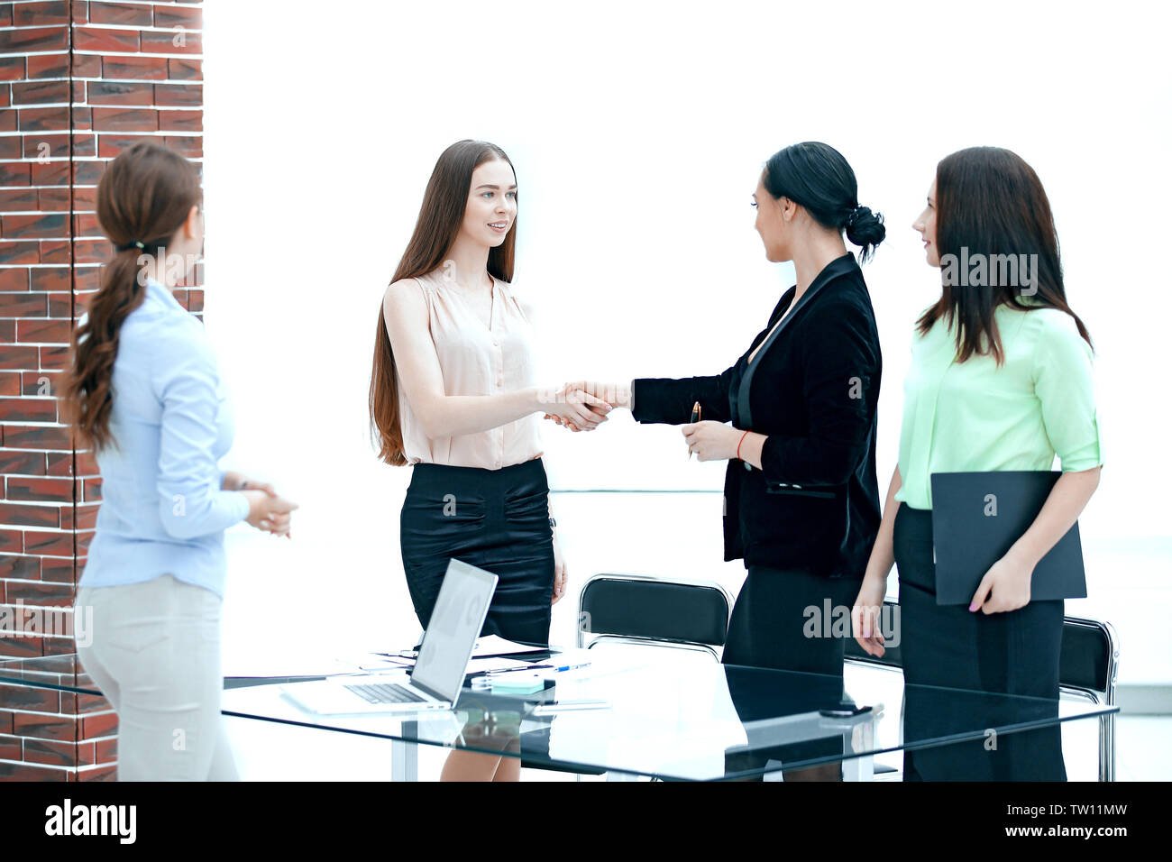 handshake of Manager and client in office room Stock Photo - Alamy