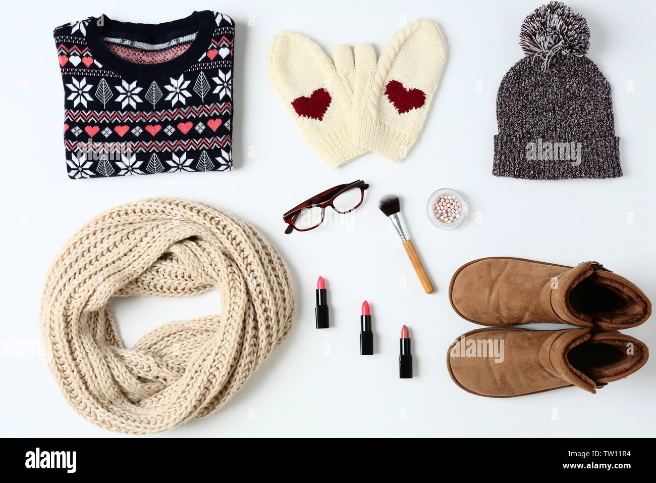 Set of female stylish clothes on white background Stock Photo - Alamy