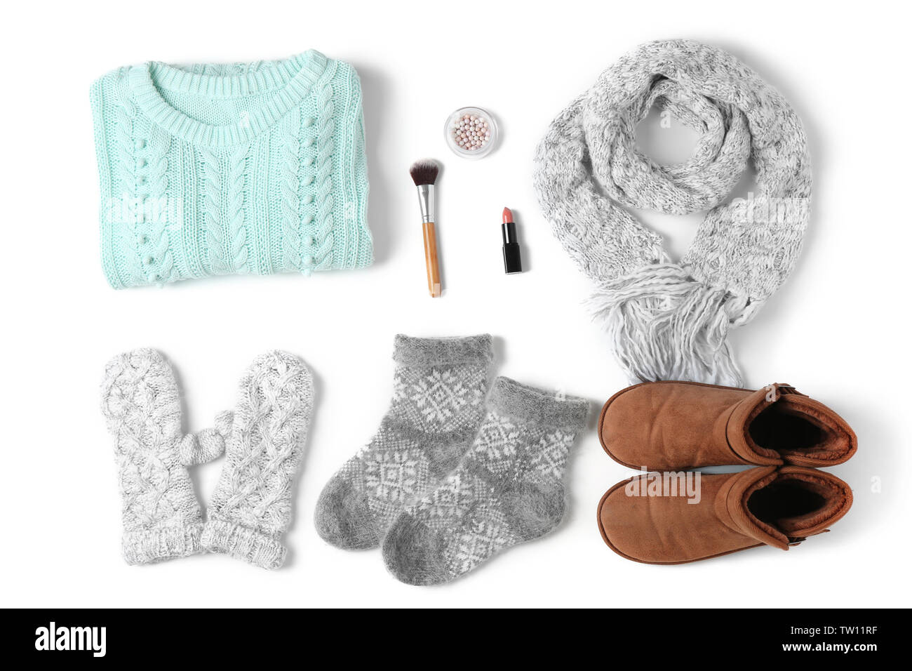 Set of female stylish clothes on white background Stock Photo - Alamy