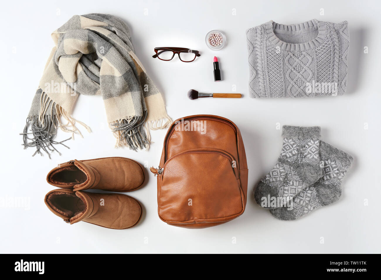 Set of female stylish clothes on white background Stock Photo - Alamy