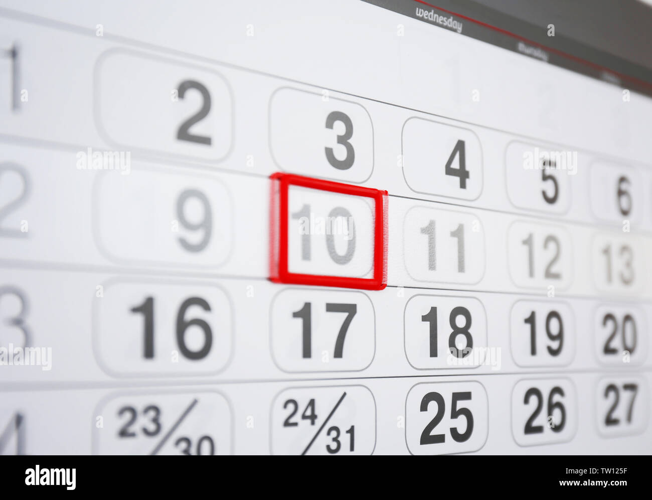 Calendar ten clock hi-res stock photography and images - Alamy