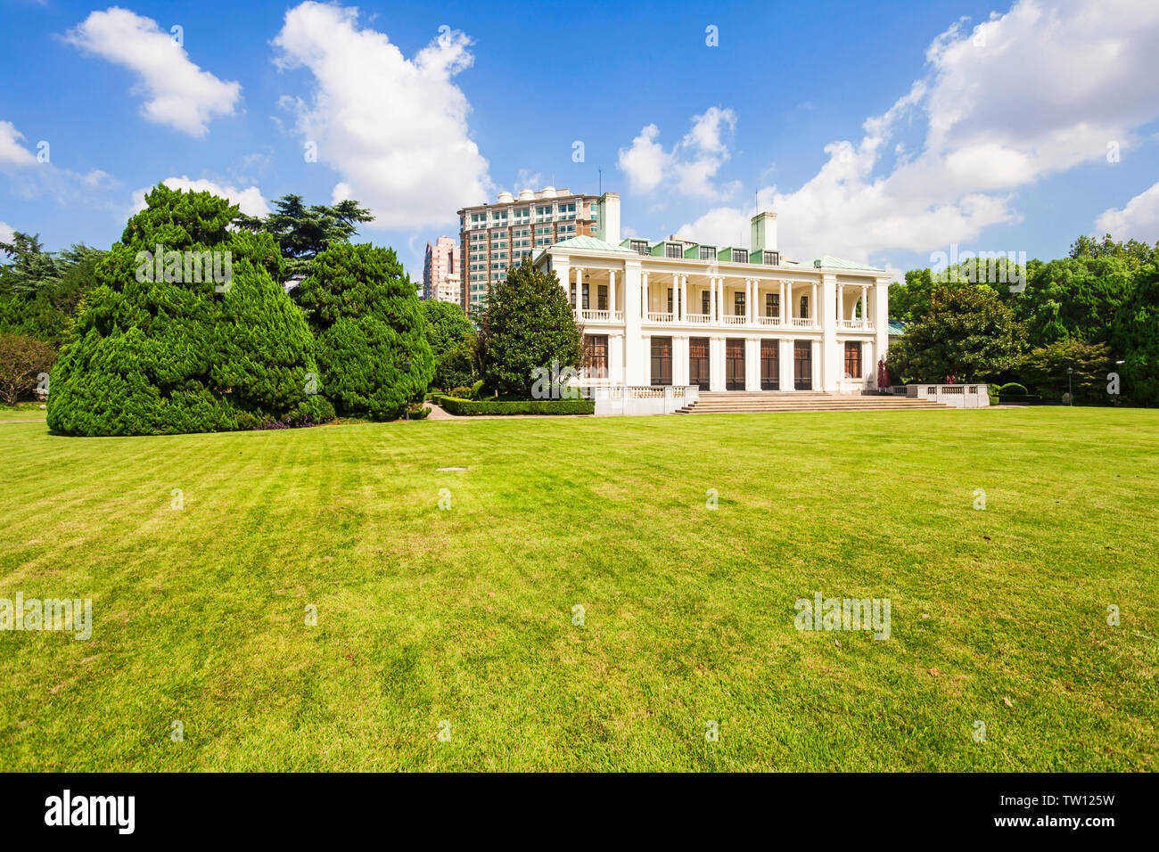 Grassland and Buildings Stock Photo - Alamy