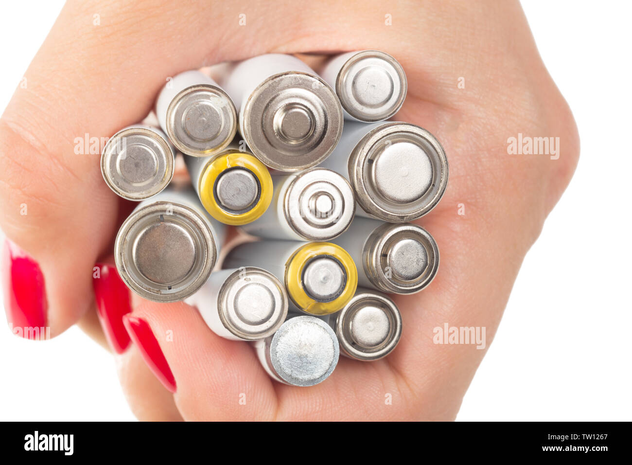 Batteries in hand Stock Photo - Alamy