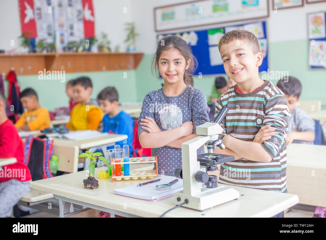 Girls Doing Experiment In School High Resolution Stock Photography and ...
