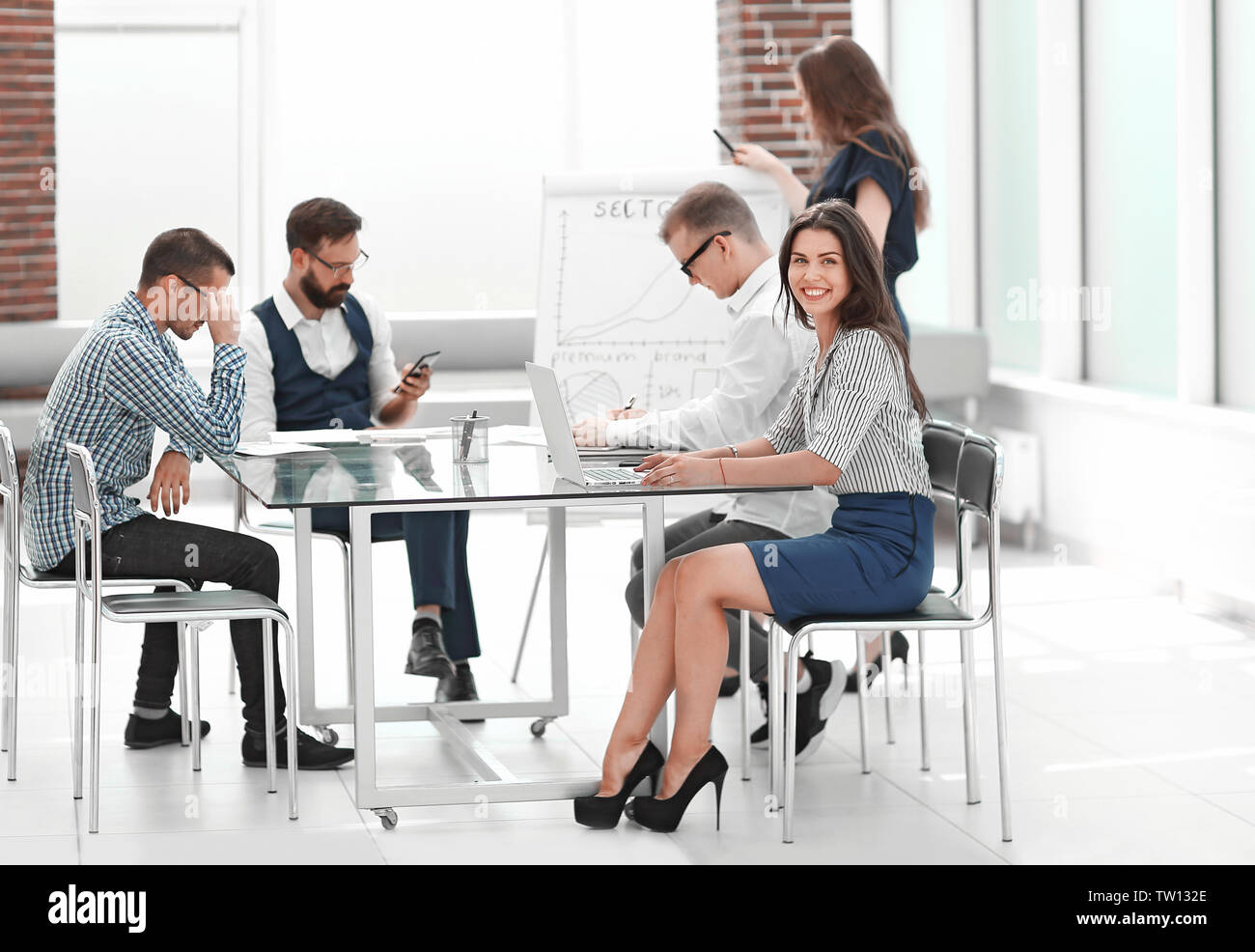 business team at the workplace in the office.the concept of teamwork ...