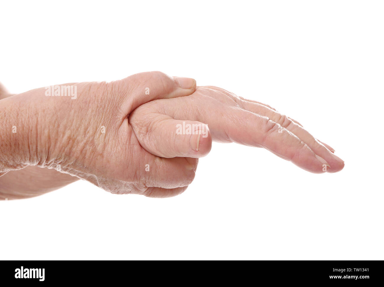Elderly hand stretching fingers hi-res stock photography and images - Alamy