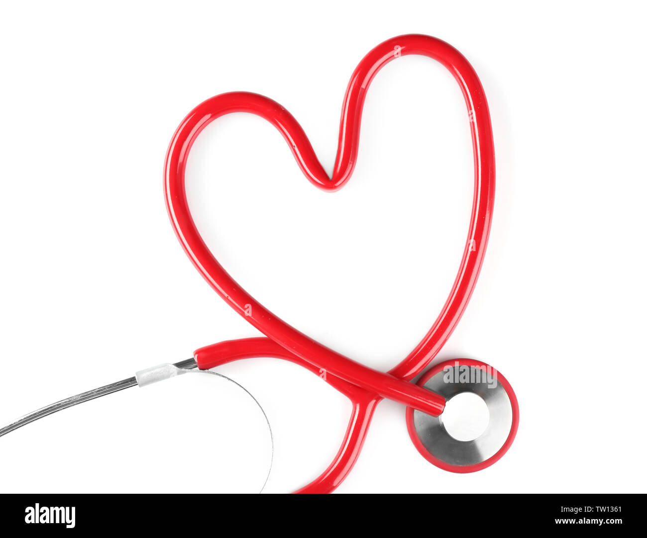 Stethoscope in shape of heart isolated on white. Cardiology concept ...