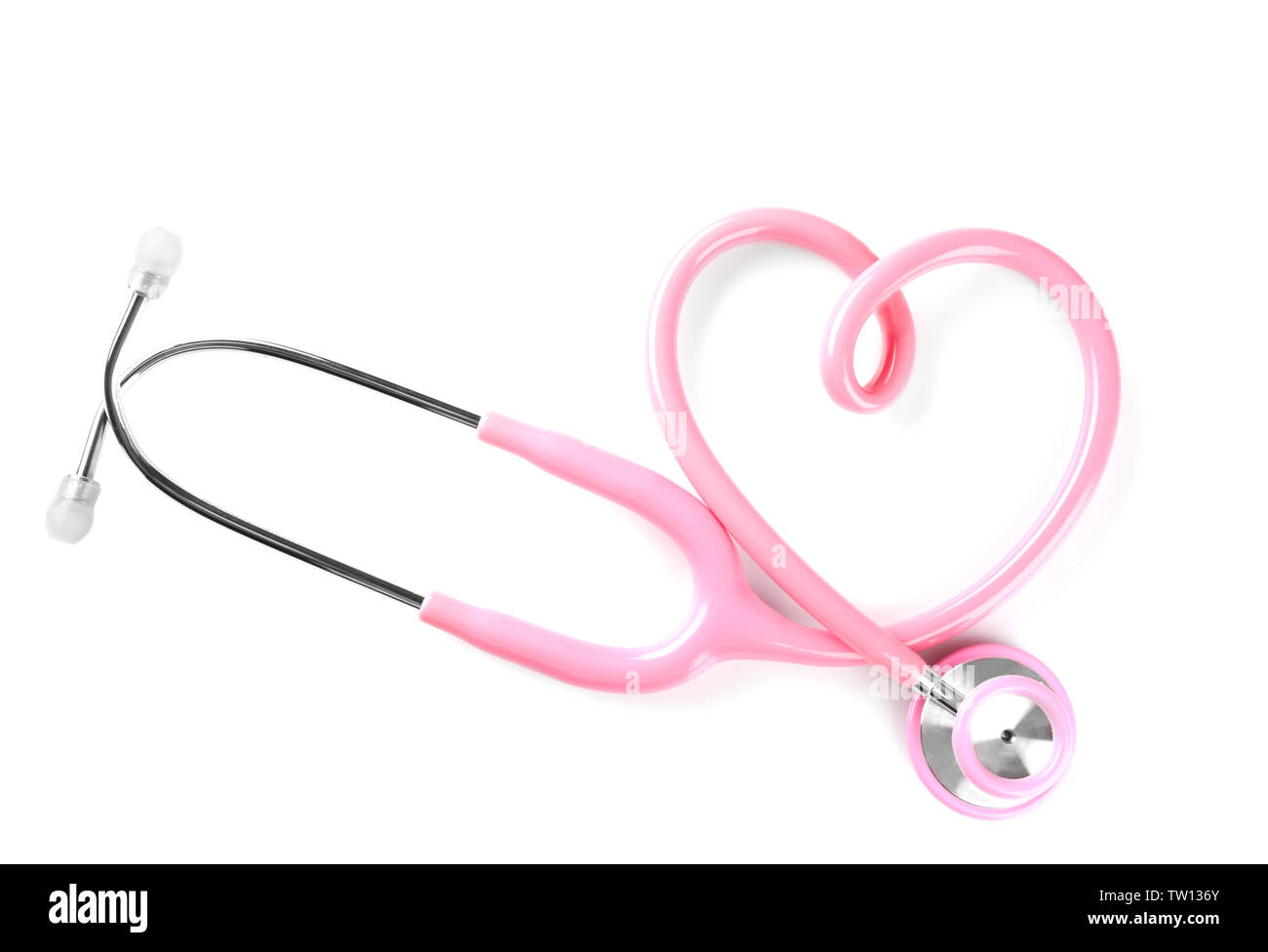 Stethoscope in shape of heart isolated on white. Cardiology concept ...