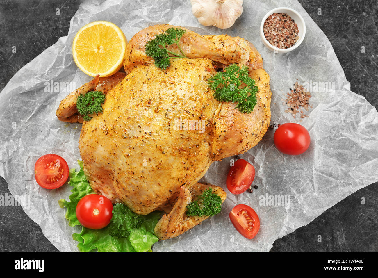 Whole chicken parchment hi-res stock photography and images - Alamy