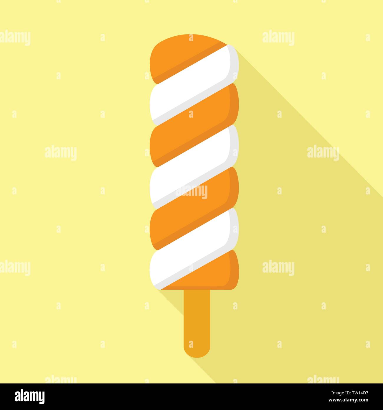 Orange vanilla popsicle icon. Flat illustration of orange vanilla ...
