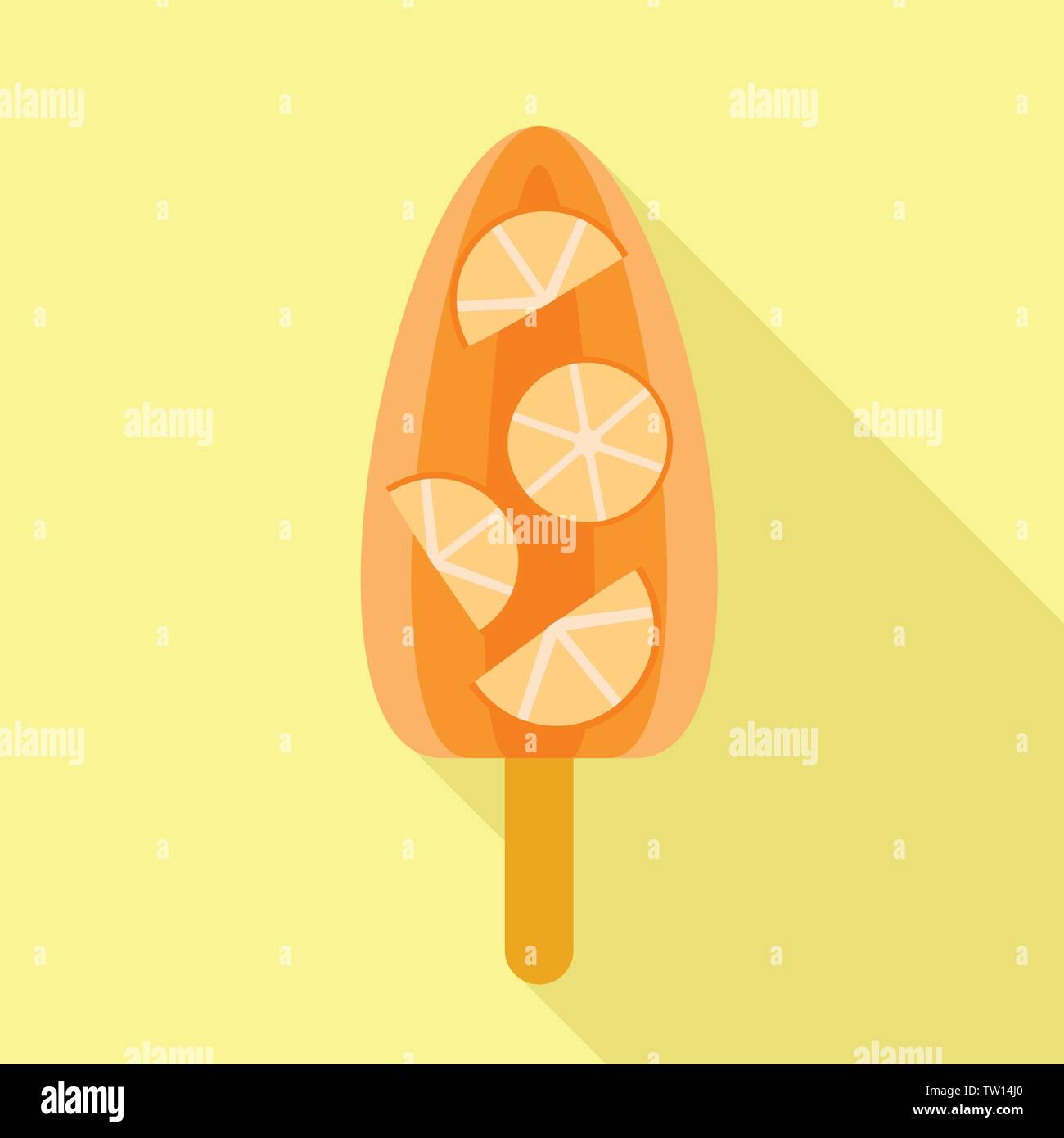 Orange popsicle icon. Flat illustration of orange popsicle vector icon ...