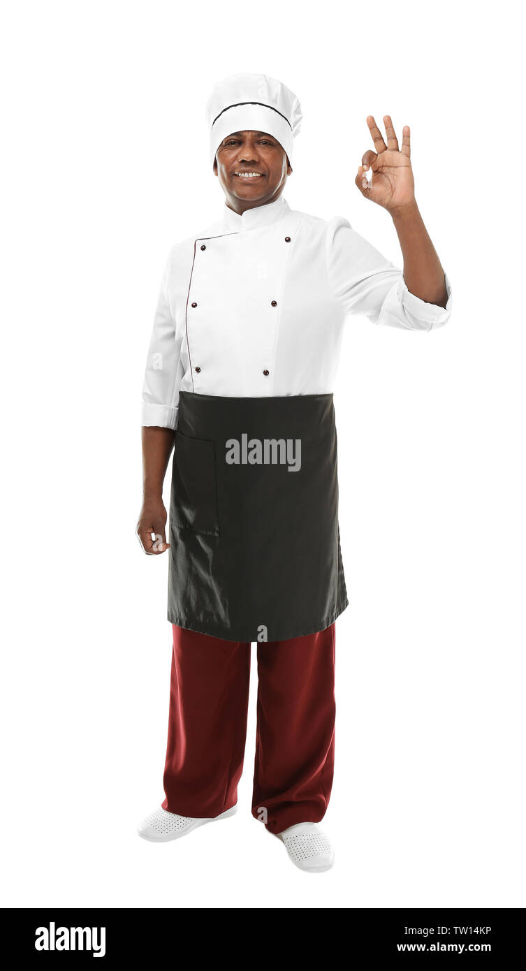 Indian chef in uniform on white background Stock Photo - Alamy