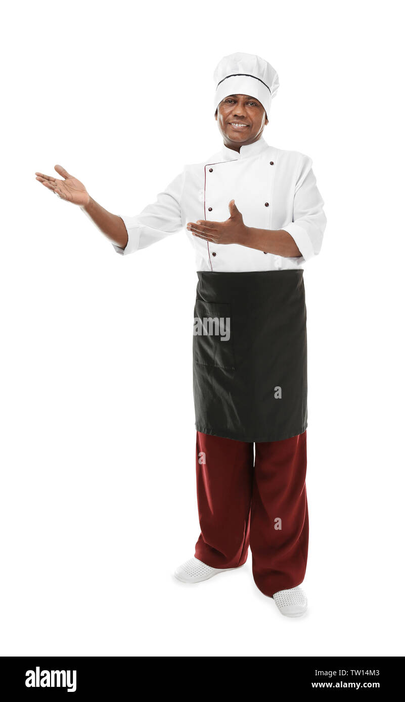 Indian chef in uniform on white background Stock Photo - Alamy