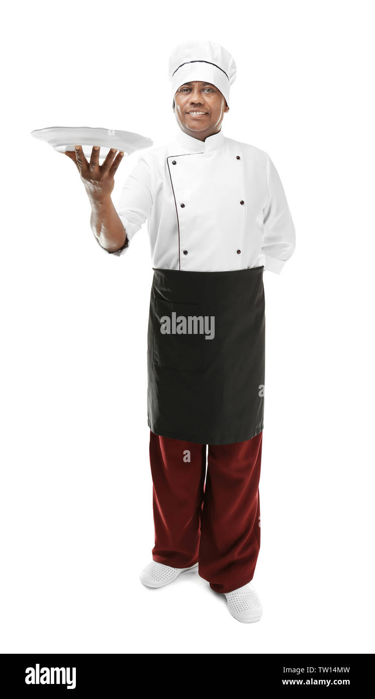 Indian chef in uniform on white background Stock Photo - Alamy