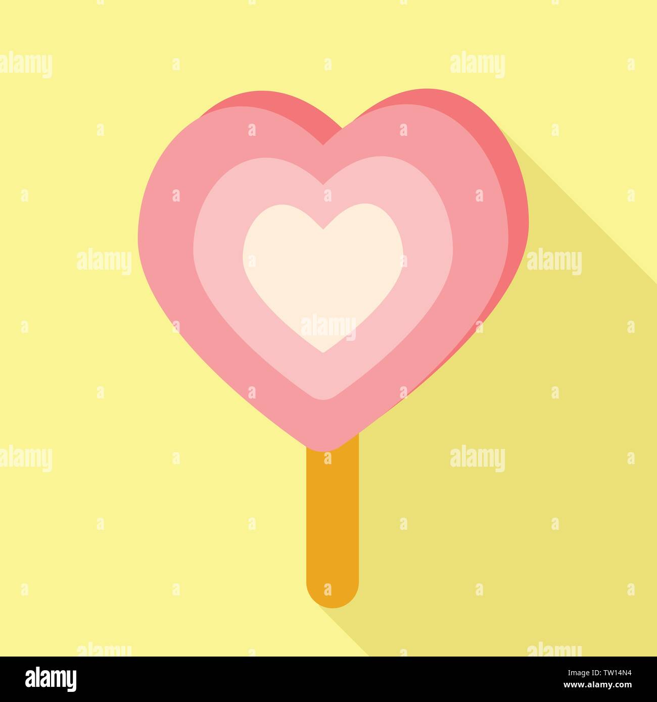 Heart shape popsicle icon. Flat illustration of heart shape popsicle ...