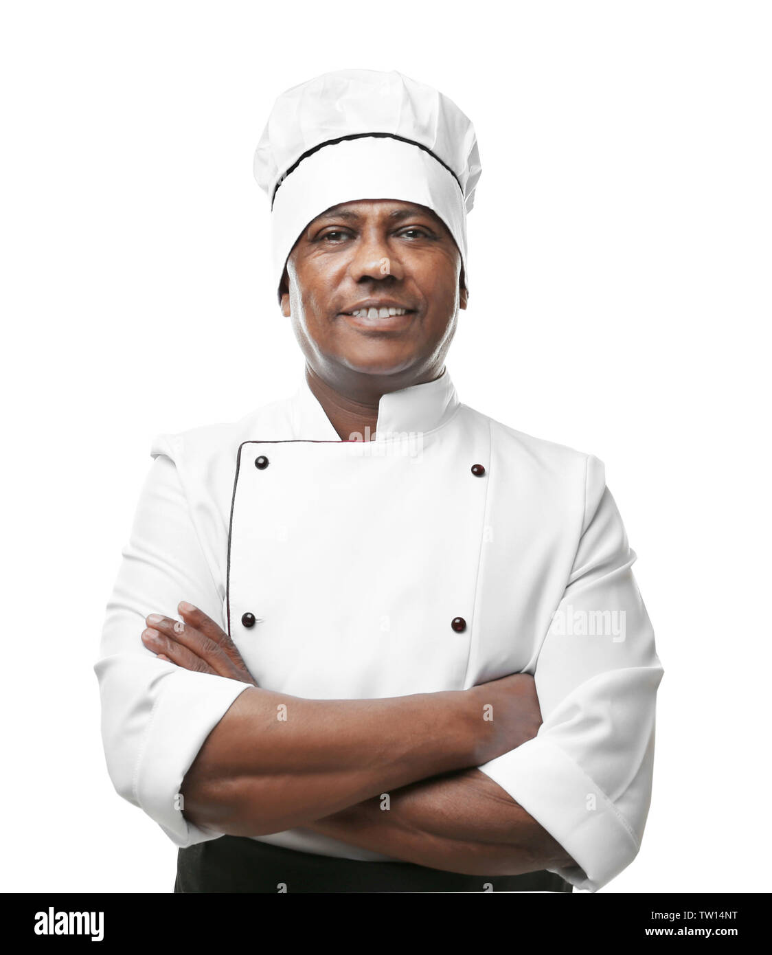 Indian chef in uniform on white background Stock Photo - Alamy