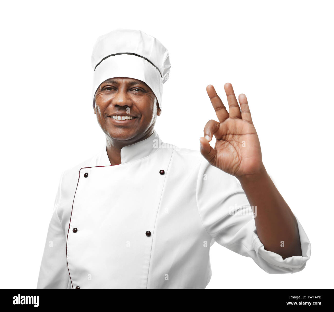 Indian chef in uniform on white background Stock Photo - Alamy