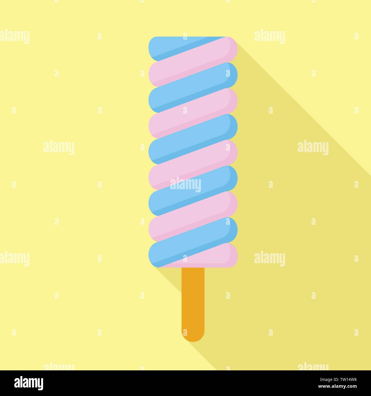 Pink blue swirl popsicle icon. Flat illustration of pink blue swirl ...