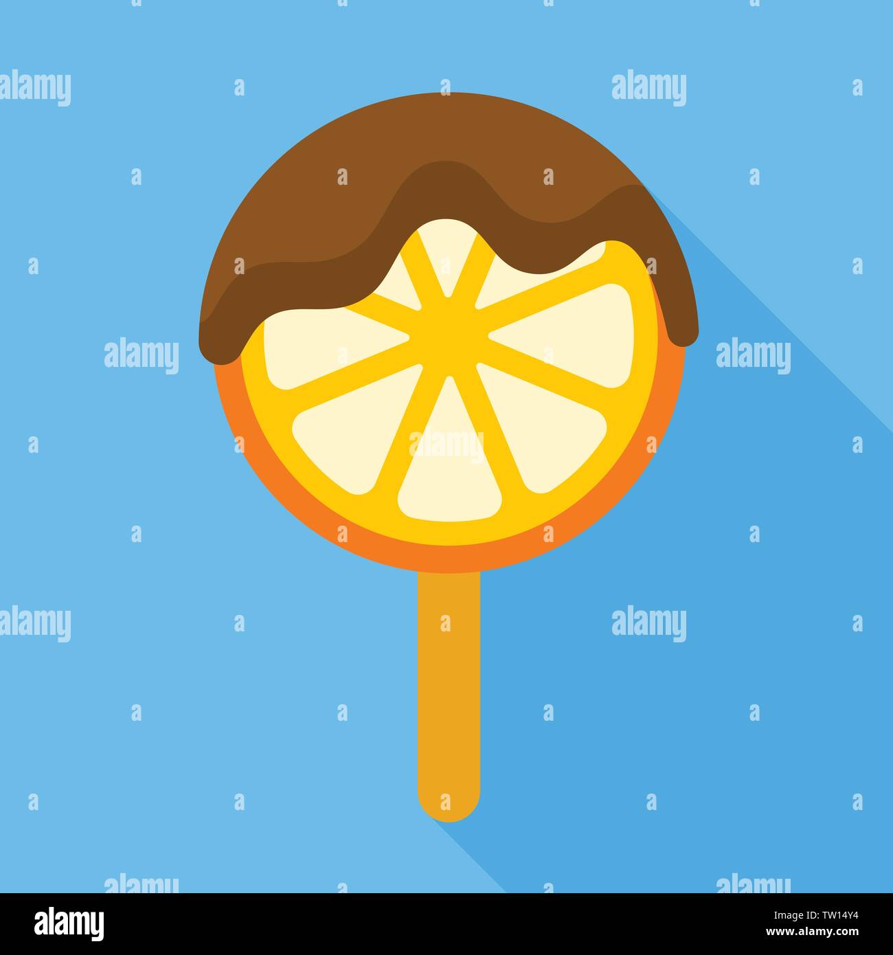 Orange piece popsicle icon. Flat illustration of orange piece popsicle ...