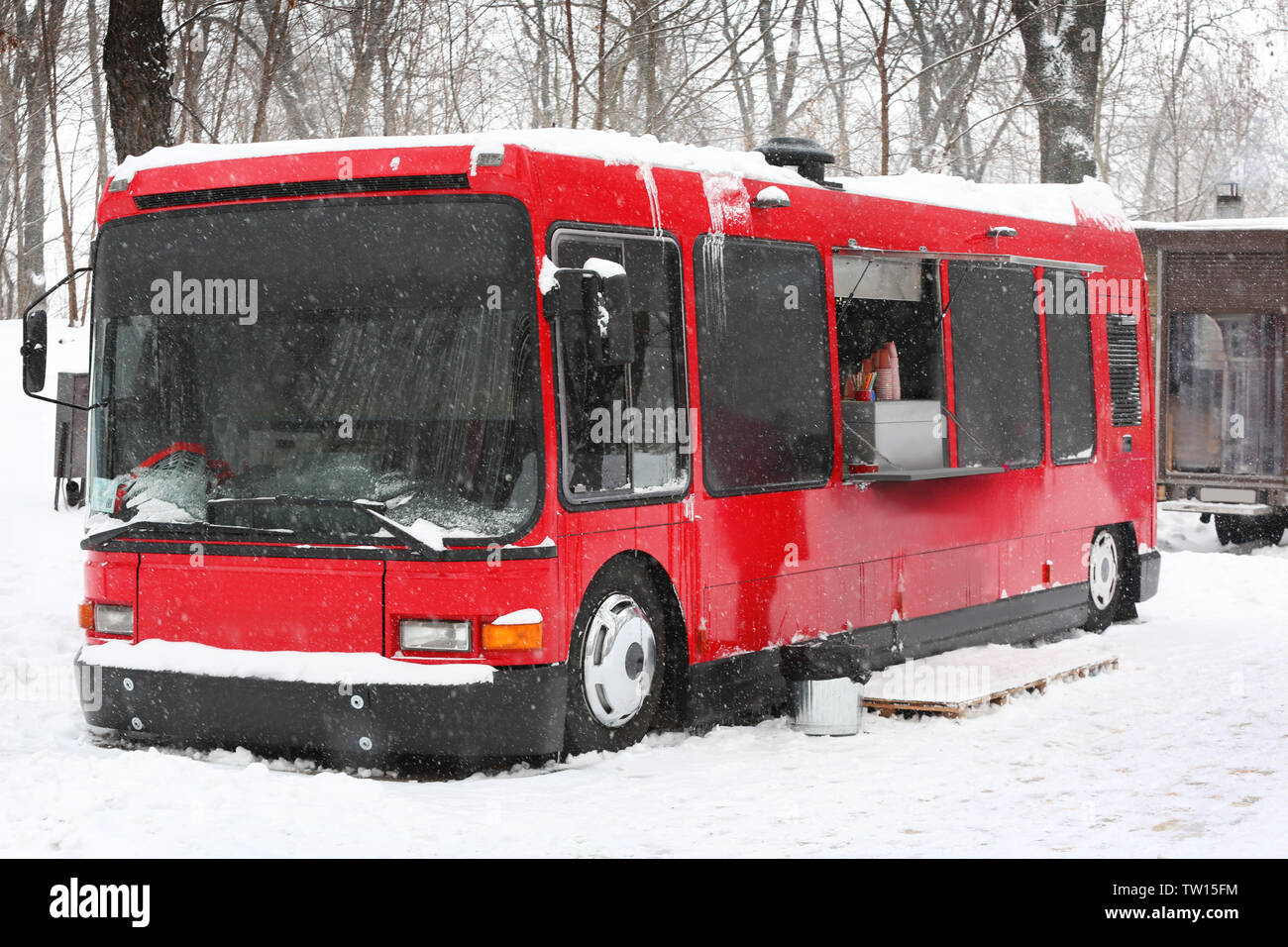 Street fast food on wheels in winter Stock Photo - Alamy