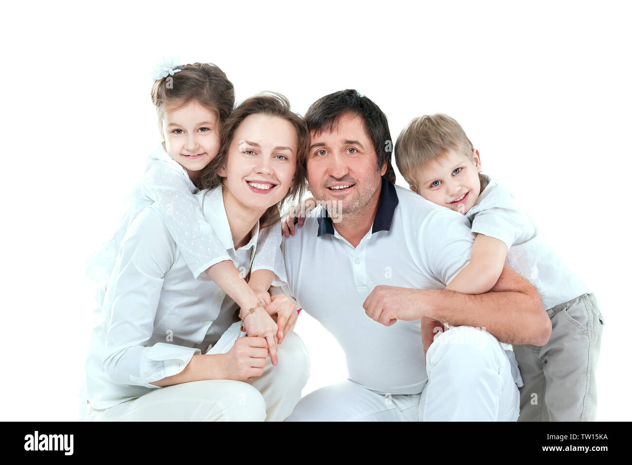 close up. portrait of a modern happy family .isolated on white ...