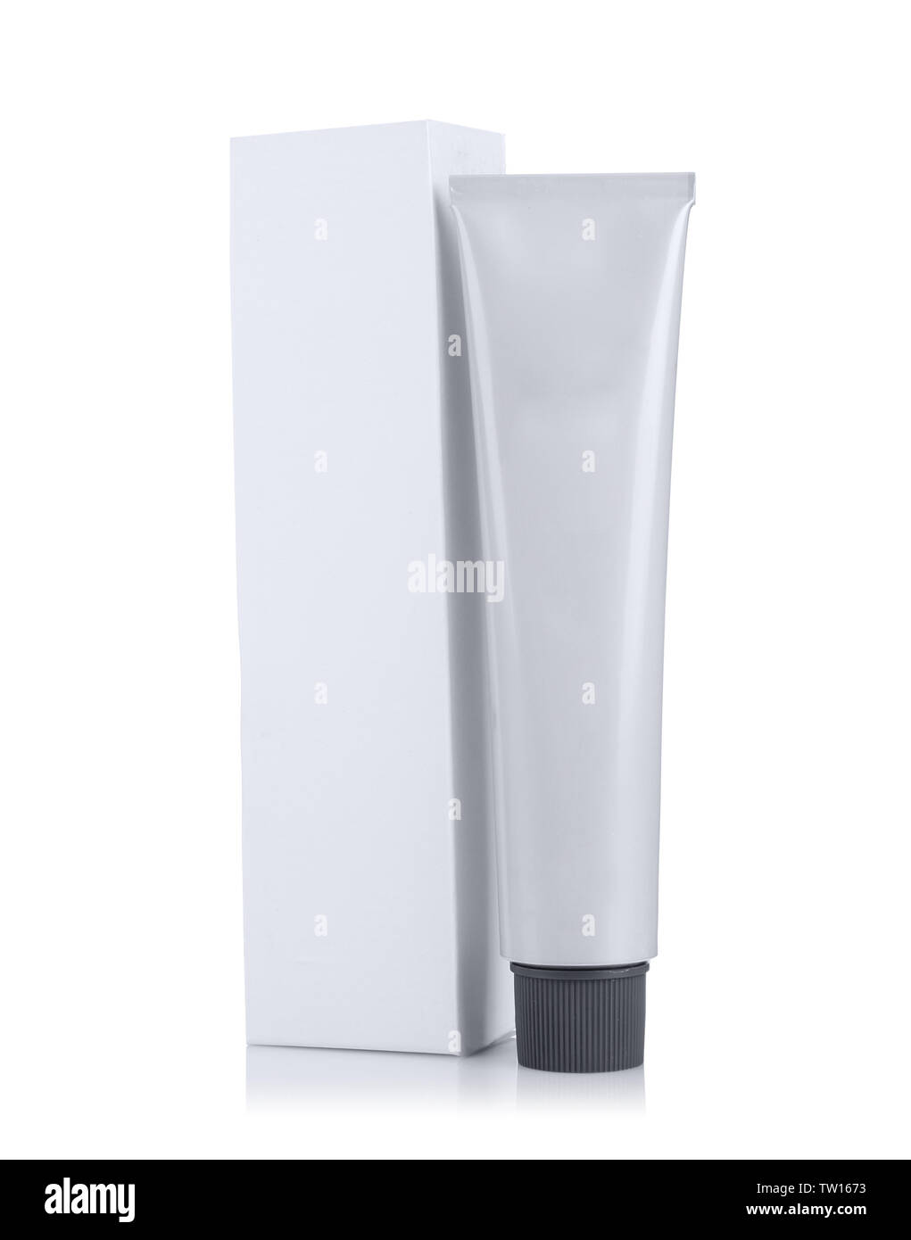 Package and tube with hair dye isolated on white Stock Photo - Alamy