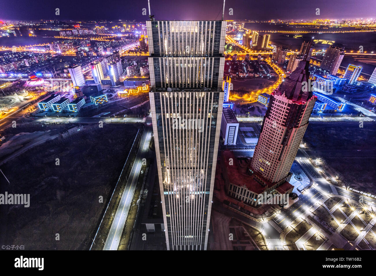 Night View of Jiangbei River in Harbin Stock Photo - Alamy