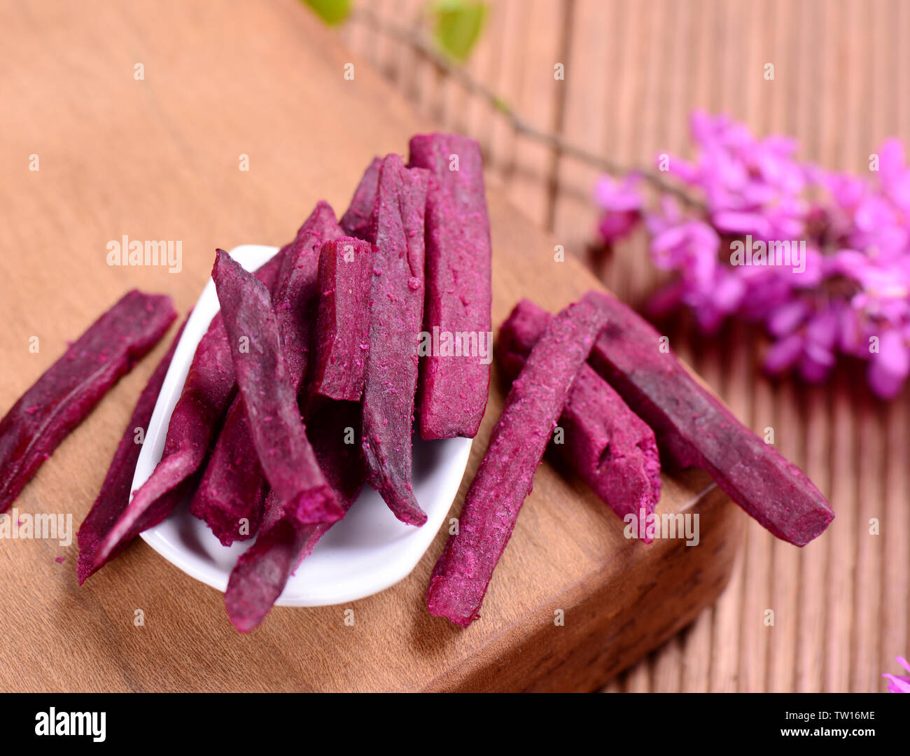 Purple potato dried purple potato strips Stock Photo - Alamy