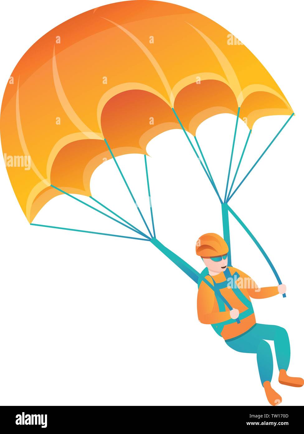 Orange man parachute icon. Cartoon of orange man parachute vector icon ...