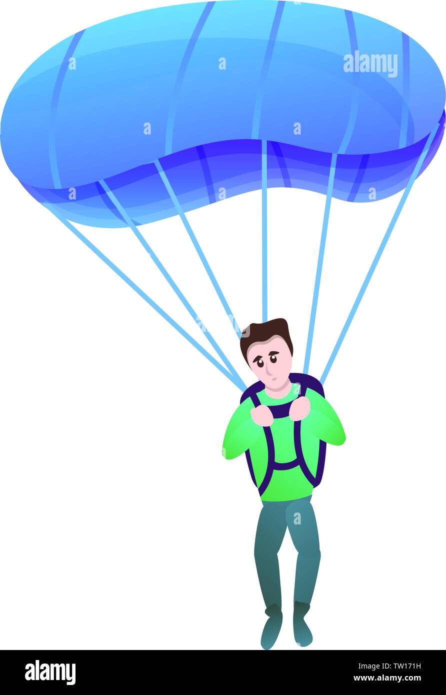 Young boy with parachute icon. Cartoon of young boy with parachute ...