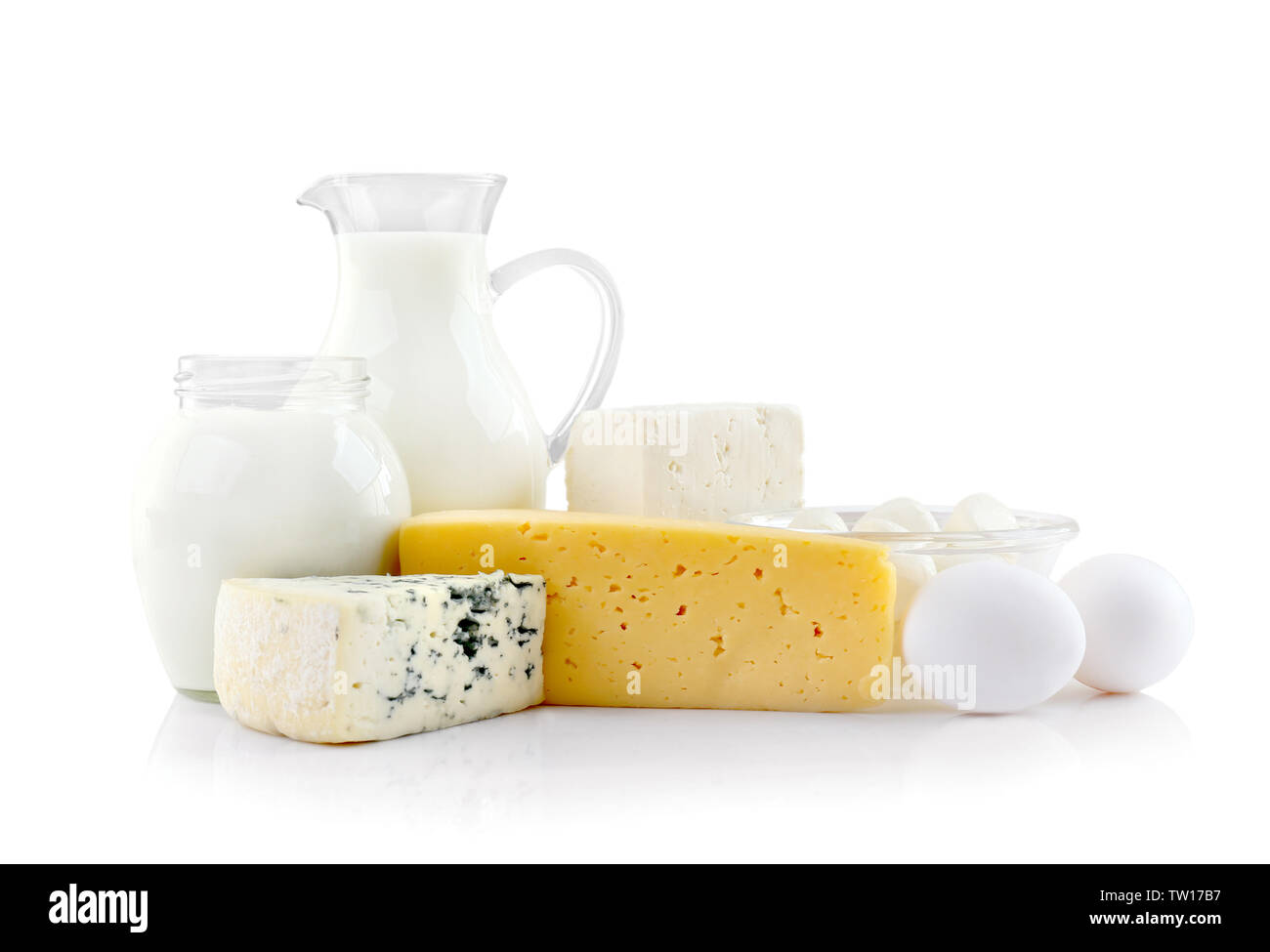 Fresh dairy products on table Stock Photo - Alamy