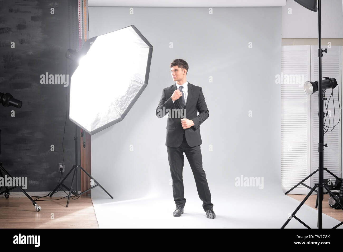Professional model posing in studio Stock Photo - Alamy