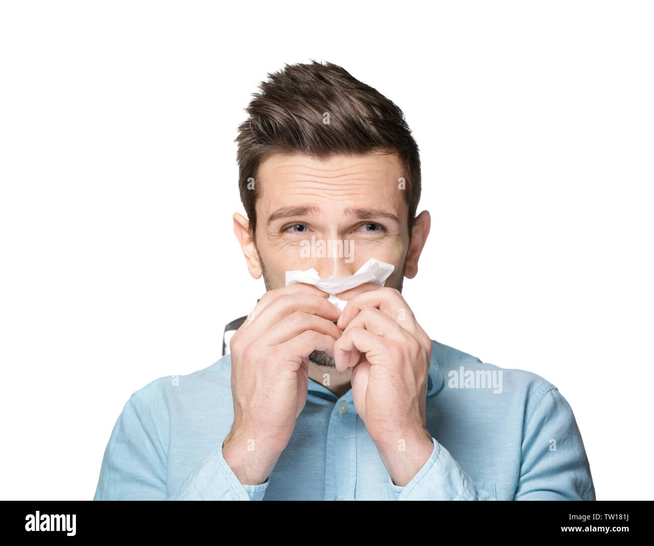 Coughing casual young man using hi-res stock photography and images - Alamy