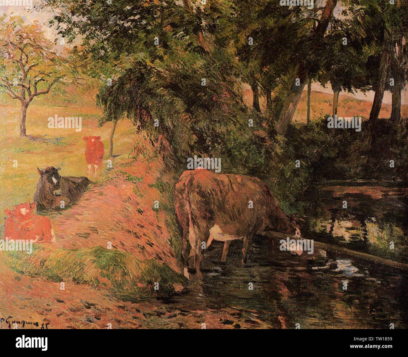 Paul Gauguin - Landscape With Cows An Orchard 1885 Stock Photo - Alamy