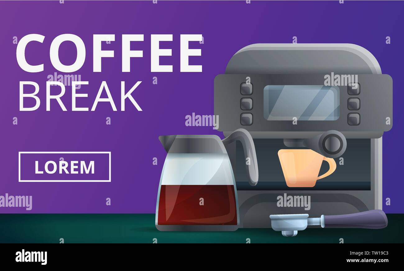 Coffee break concept banner. Cartoon illustration of coffee break ...