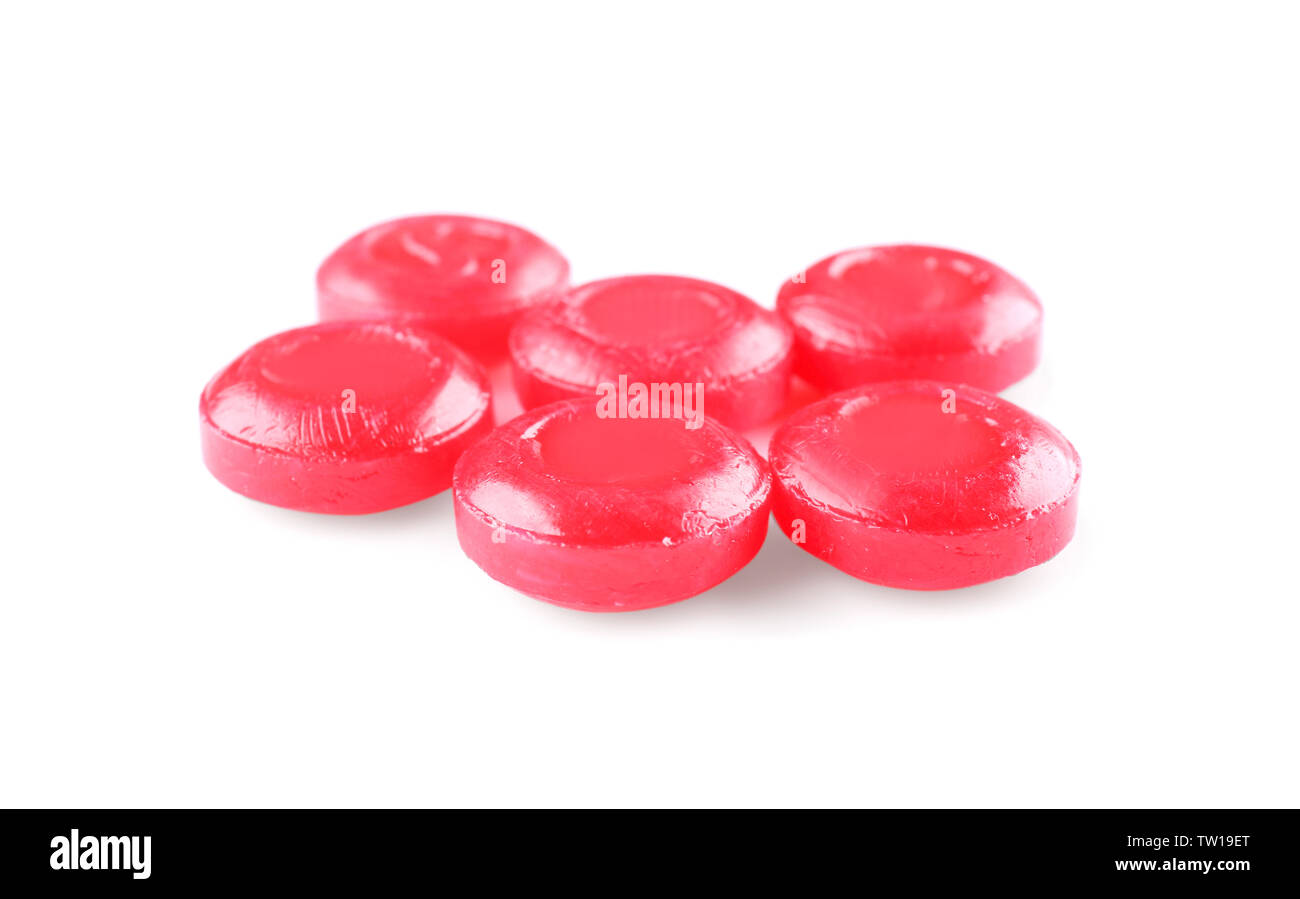 Cough drops on white background Stock Photo - Alamy