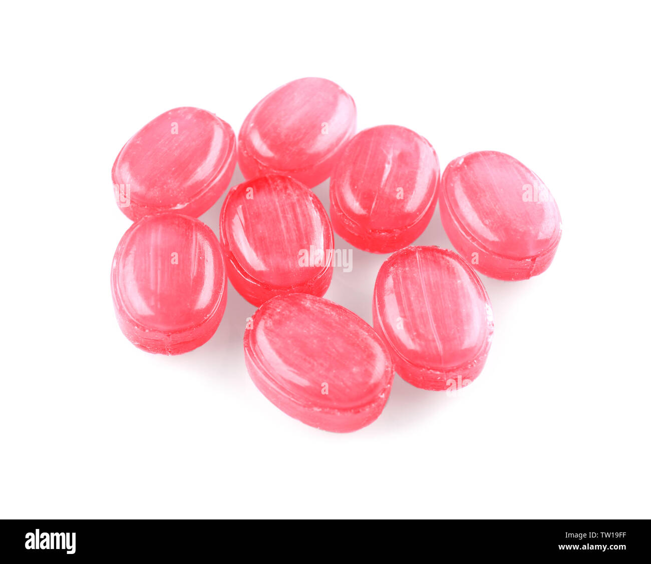 Cough drops on white background Stock Photo - Alamy