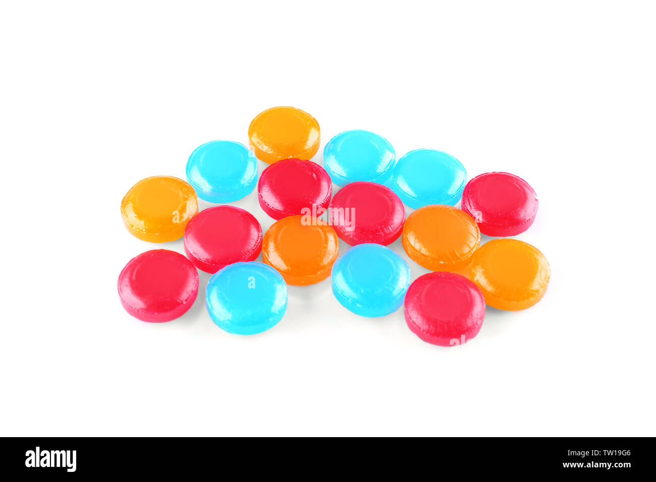 Cough drops on white background Stock Photo - Alamy