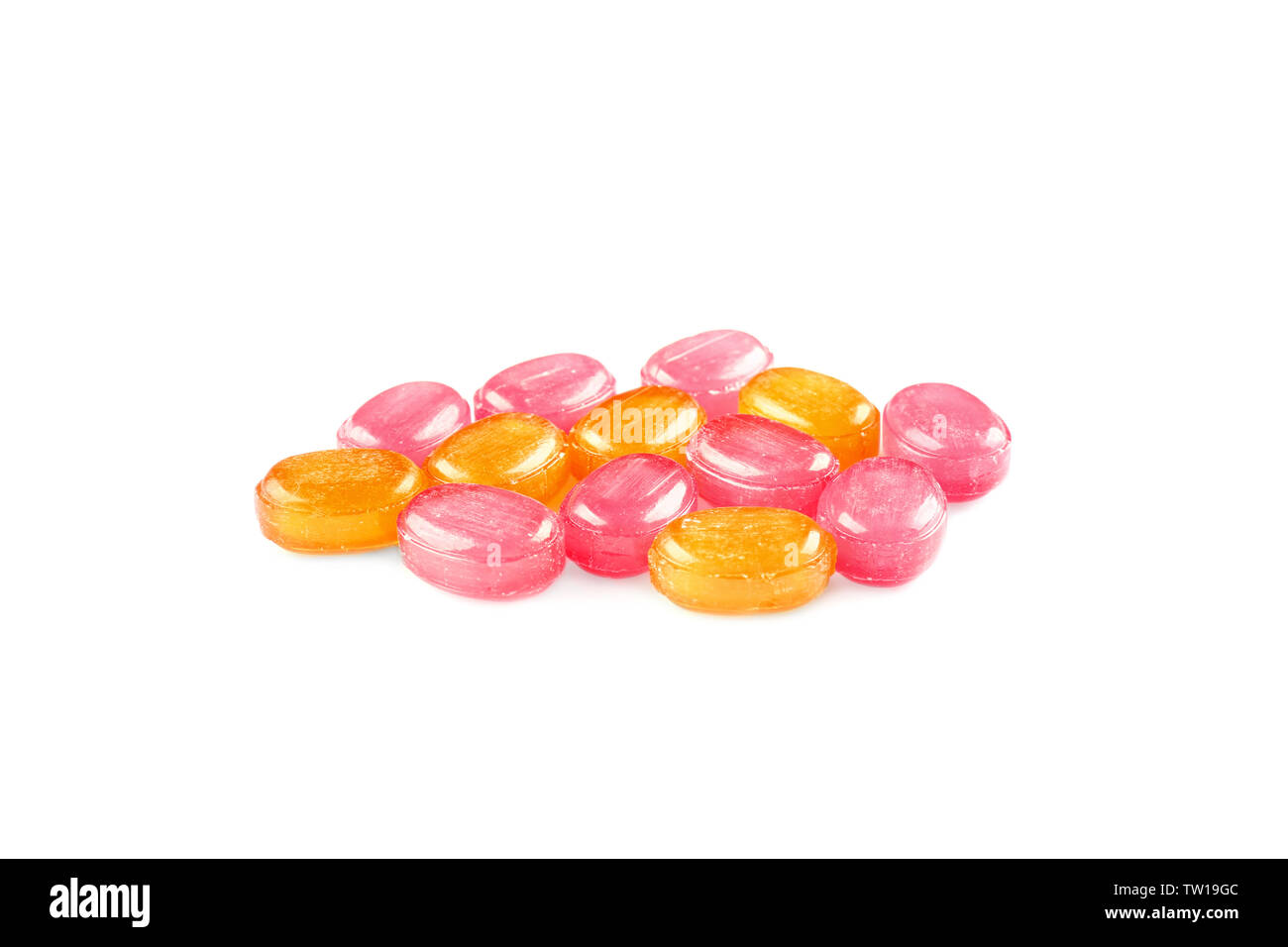 Cough drops on white background Stock Photo - Alamy