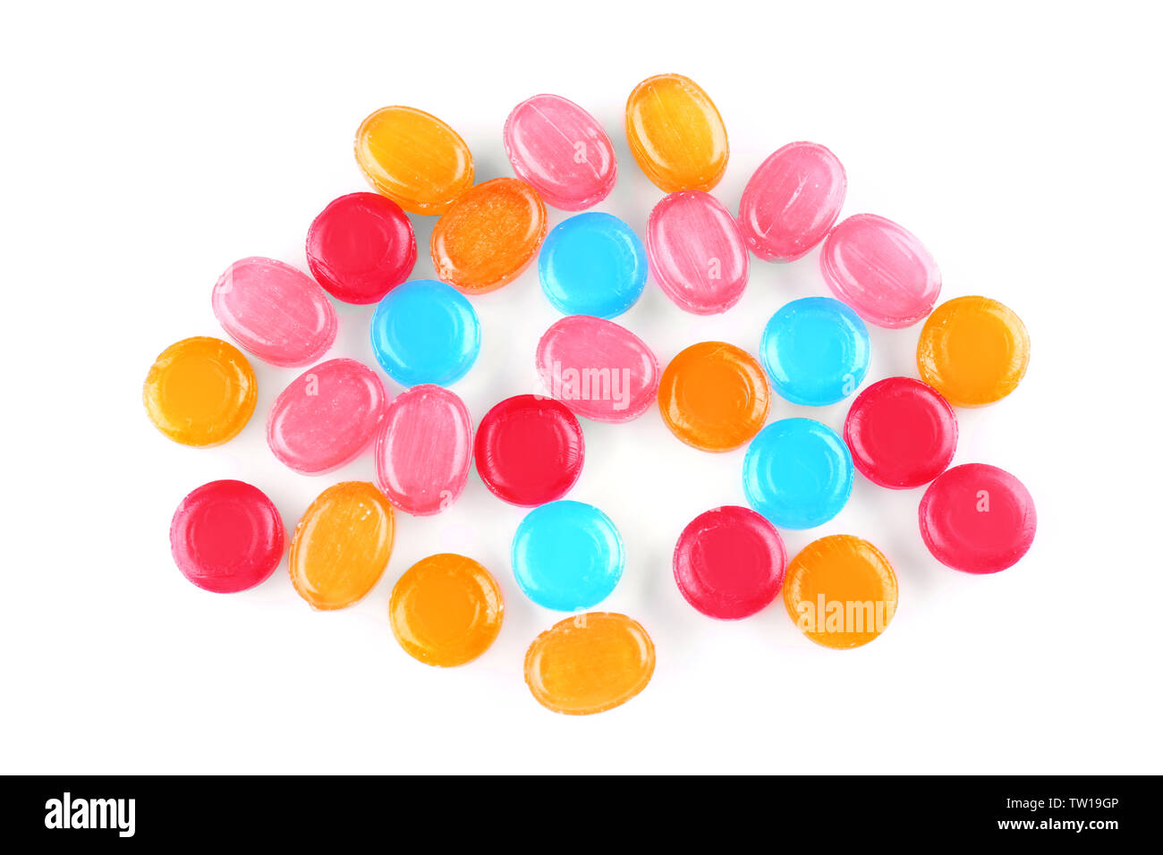 Cough drops on white background Stock Photo - Alamy