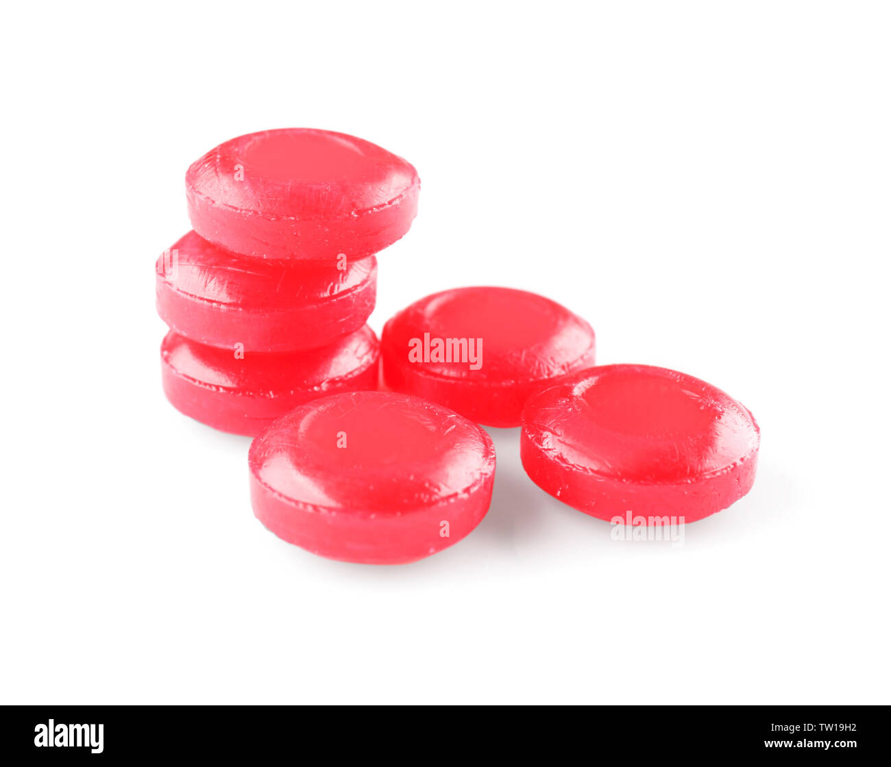 Cough drops on white background Stock Photo - Alamy